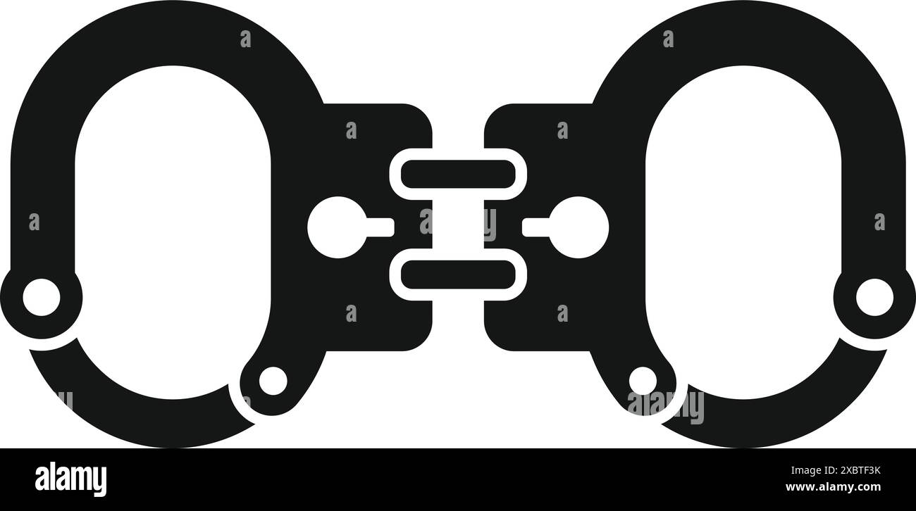 Steel handcuffs closed and locked representing law enforcement and the ...