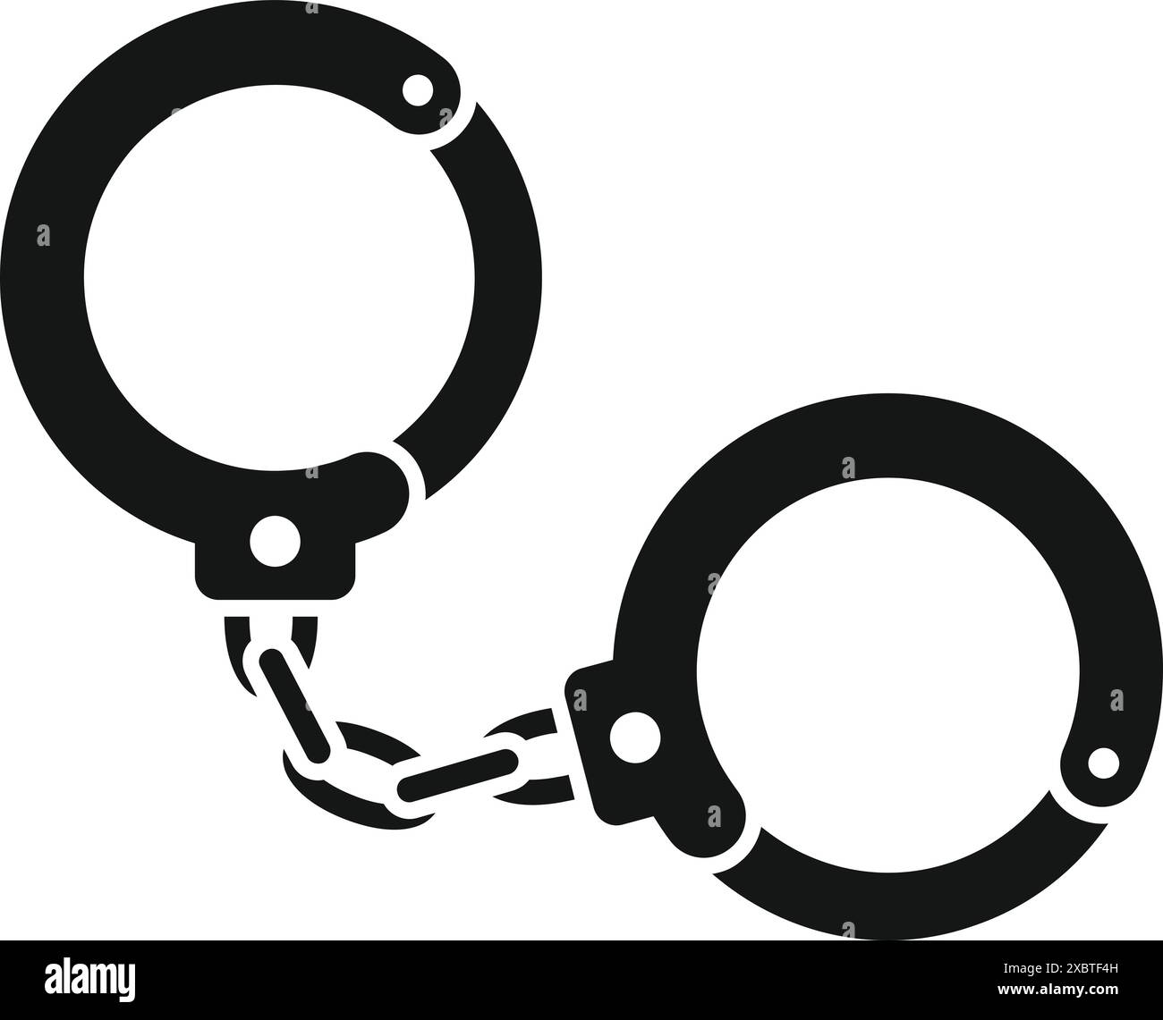 Black metal handcuffs closed and locked, representing law enforcement ...