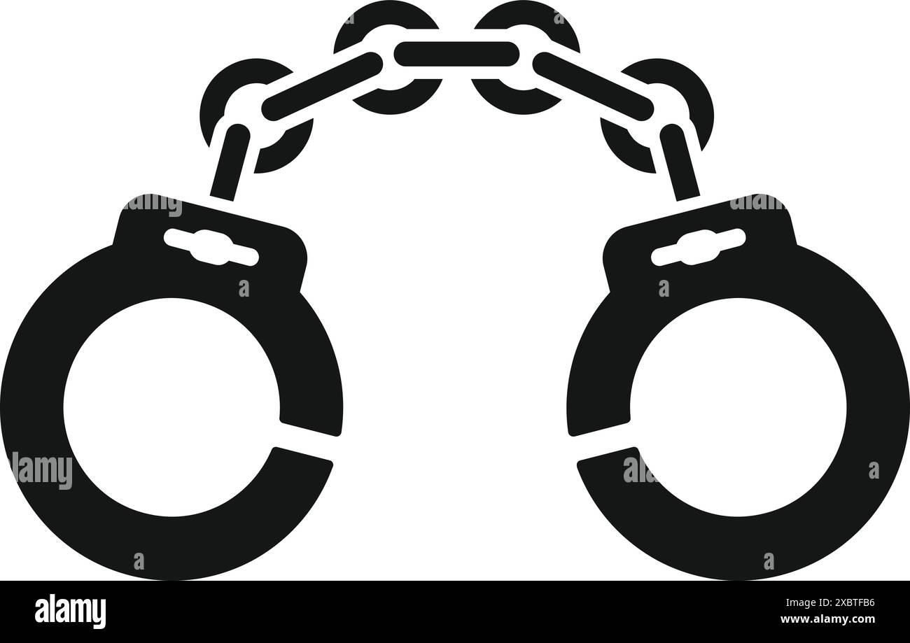 Black silhouette of metal handcuffs for detaining criminals, isolated ...
