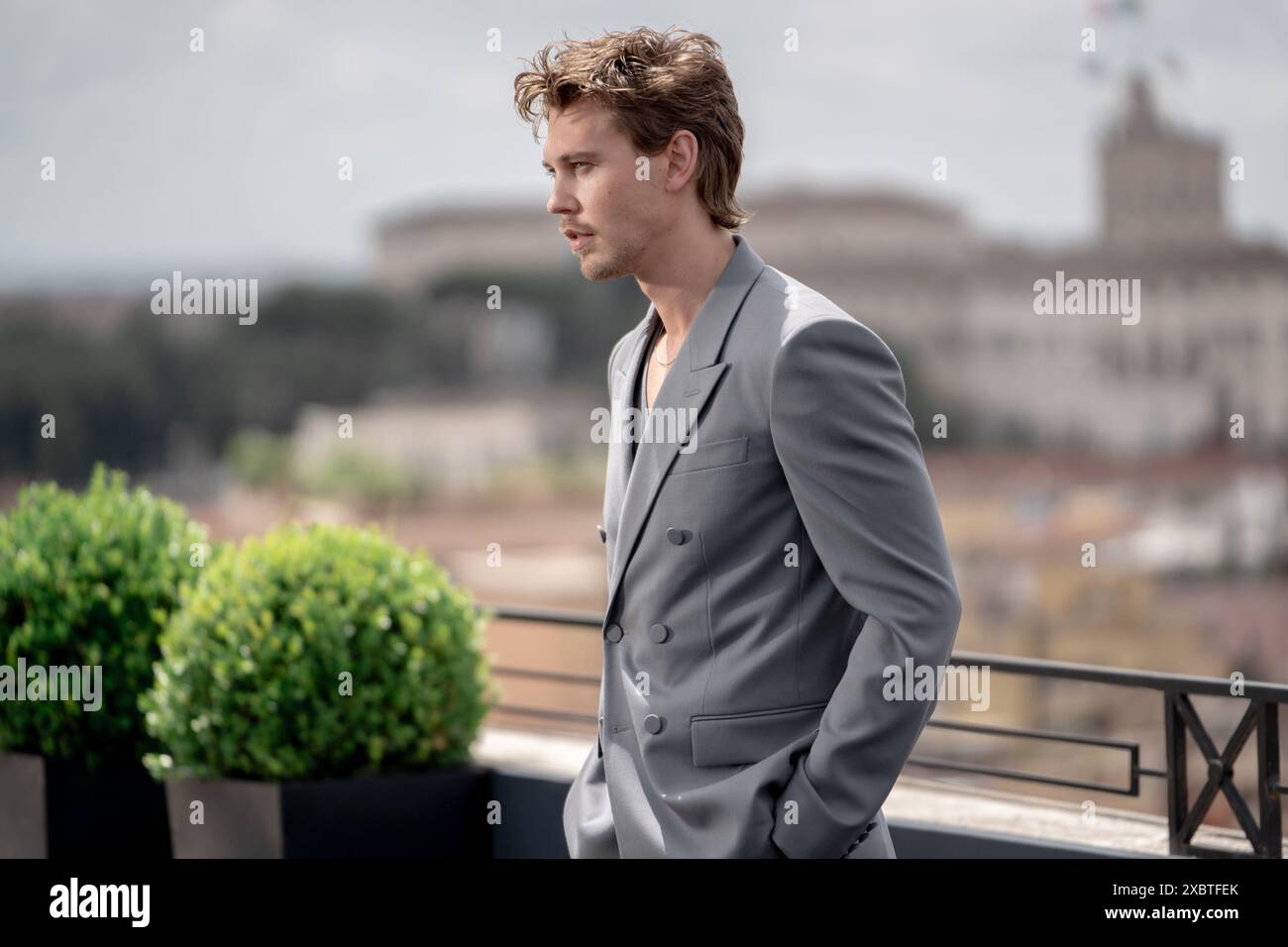 Austin Butler is attending "The Bikeriders" photocall at Hotel Hassler ...