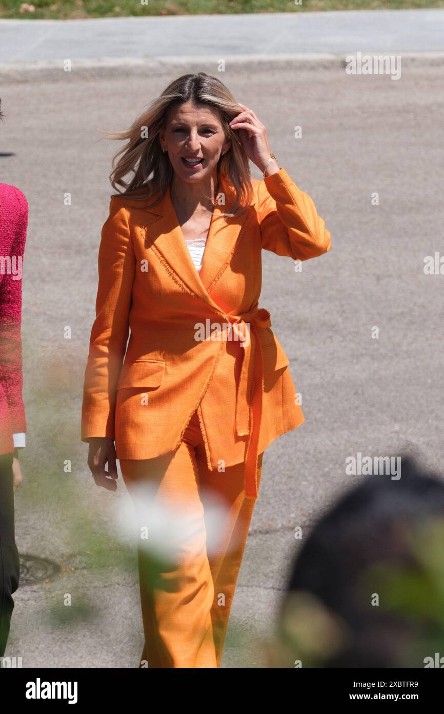 The Second Vice-President Yolanda Diaz during a meeting between the ...