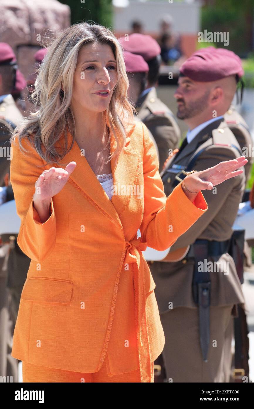 The Second Vice-President Yolanda Diaz during a meeting between the ...