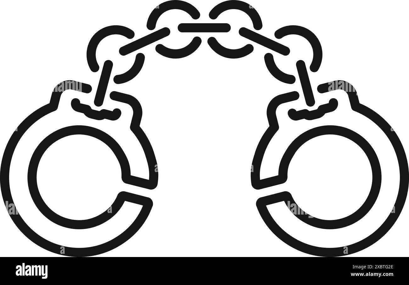 Line drawing of a pair of handcuffs linked together, representing law ...