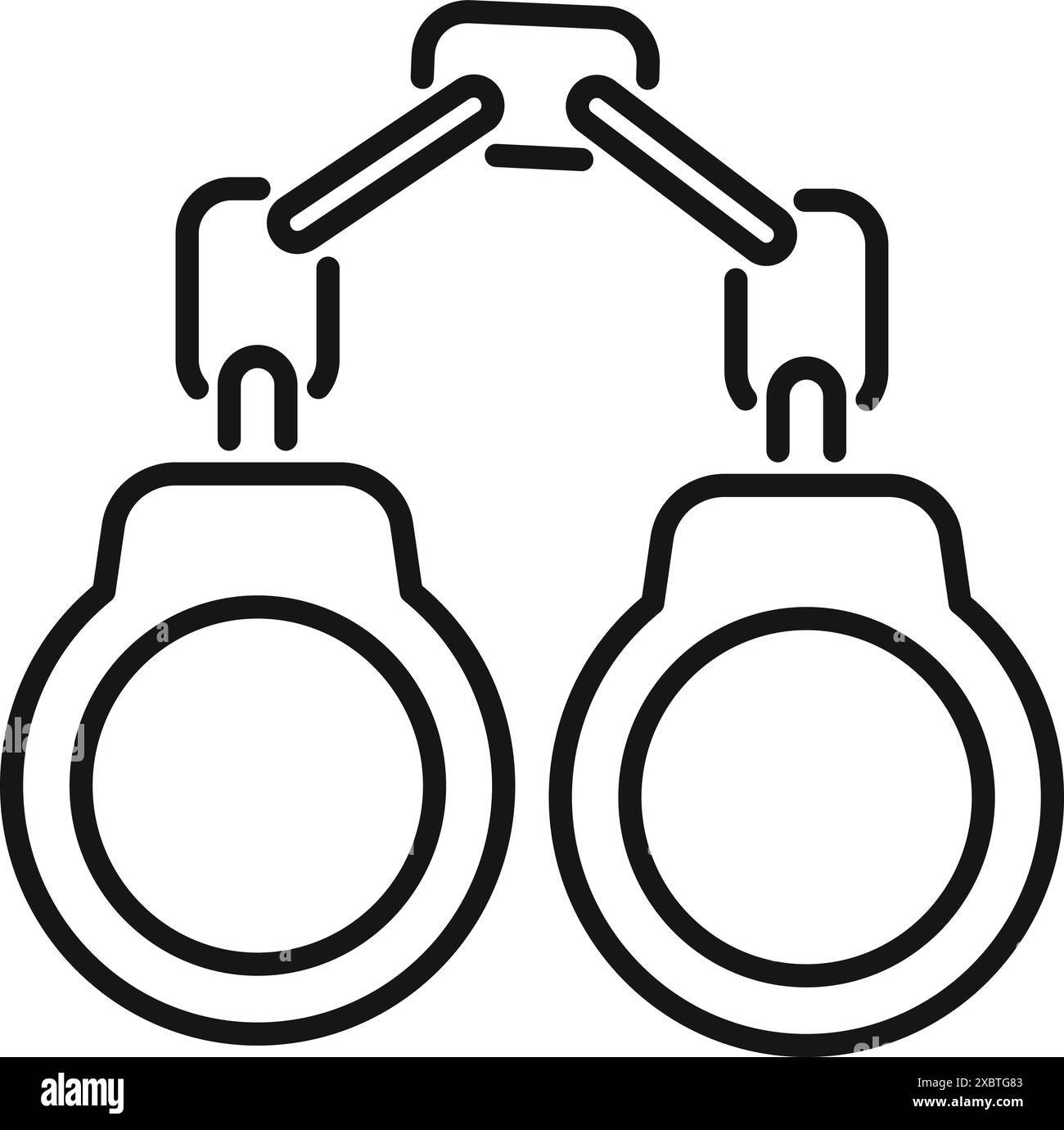 Pair of metal handcuffs for arresting criminals is connected by chain ...