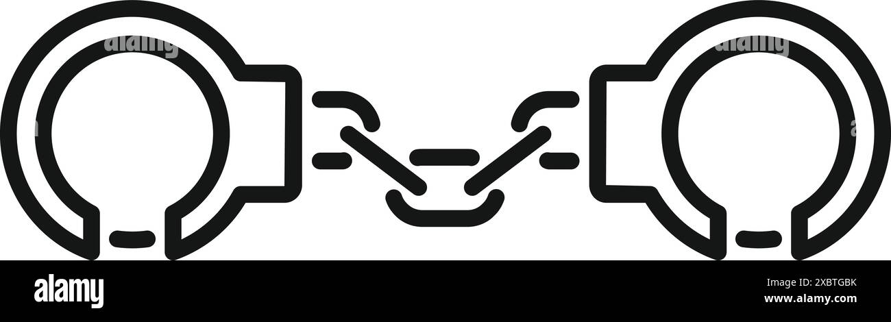 Restraining freedom with chain connecting metal rings, steel handcuffs ...