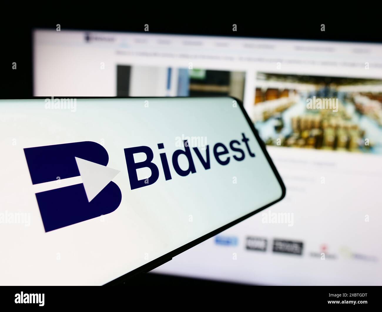 Mobile phone with logo of South African conglomerate company Bidvest ...