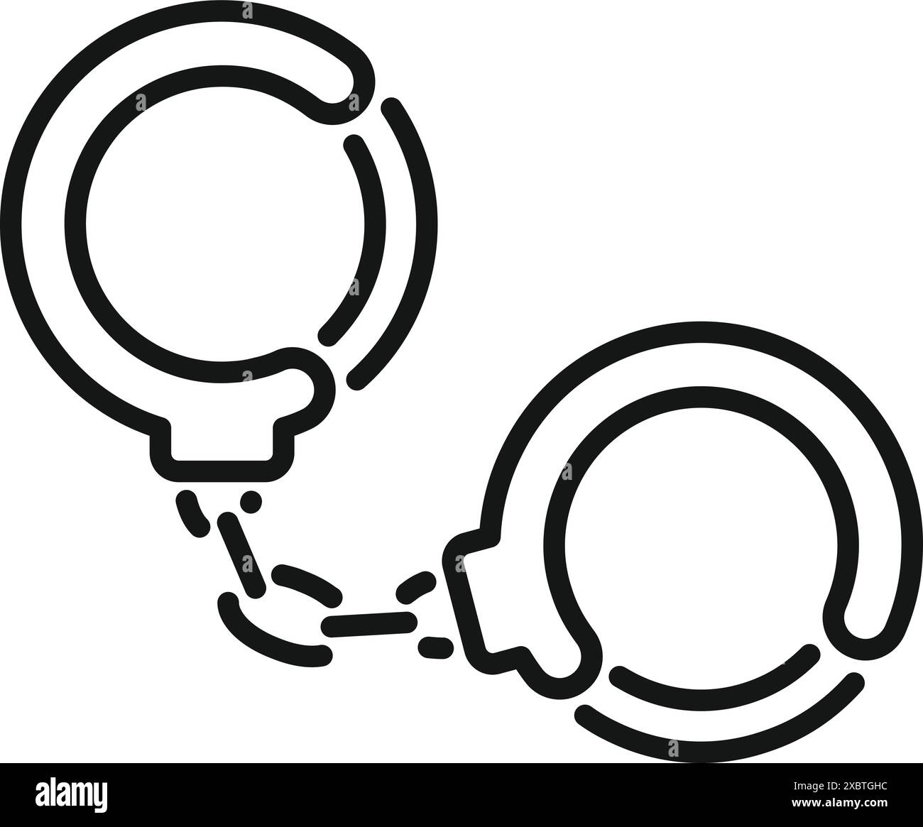 Black and white line art of a pair of handcuffs, symbolizing law ...