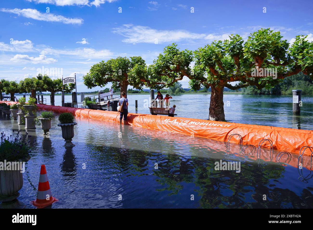 Bodensee, Hochwasser in Gottlieben, Schweiz *** Lake Constance, flood ...