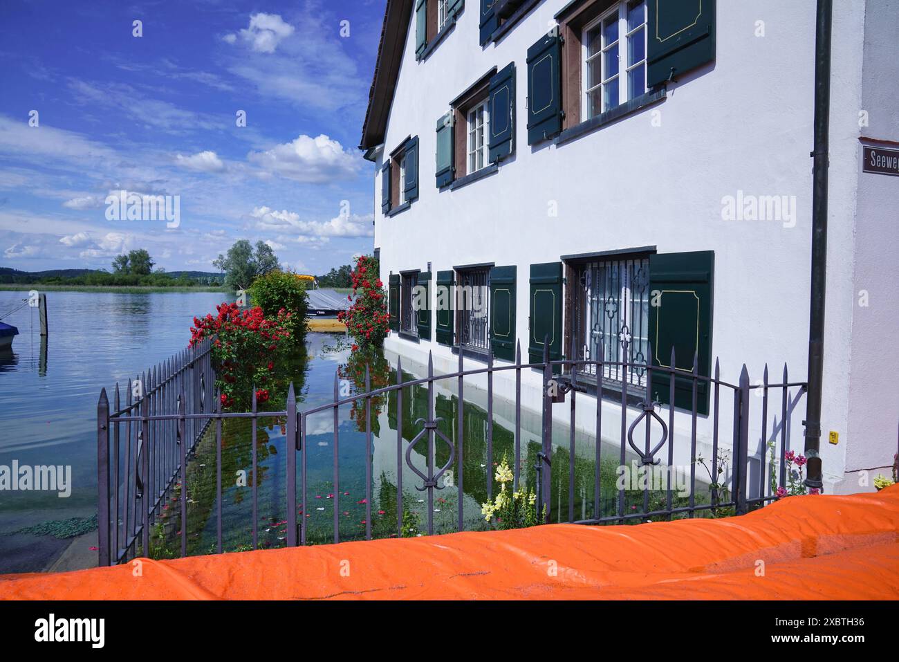 Bodensee, Hochwasser in Gottlieben, Schweiz *** Lake Constance, flood ...
