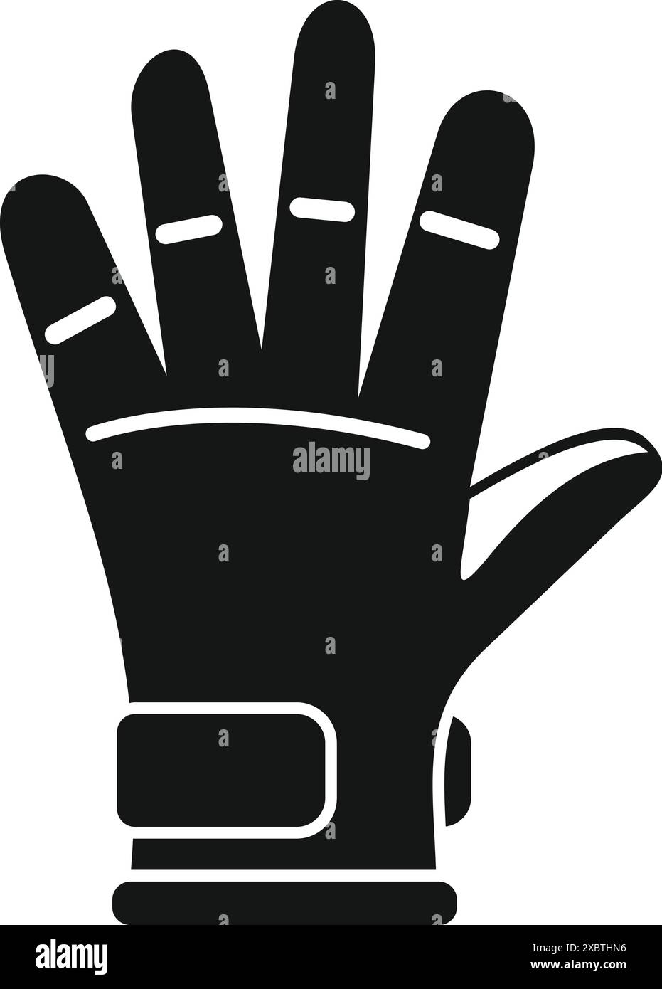 Black simple icon of a goalkeeper glove protecting hand during soccer ...
