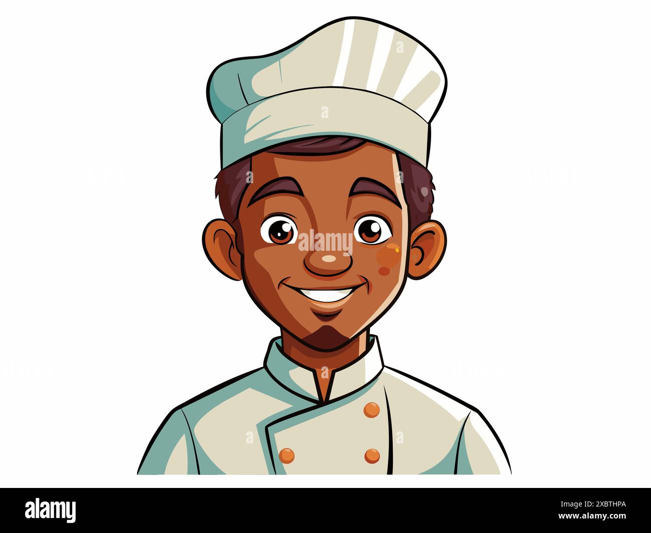 Young African American male chef wearing a white hat and chef uniform ...