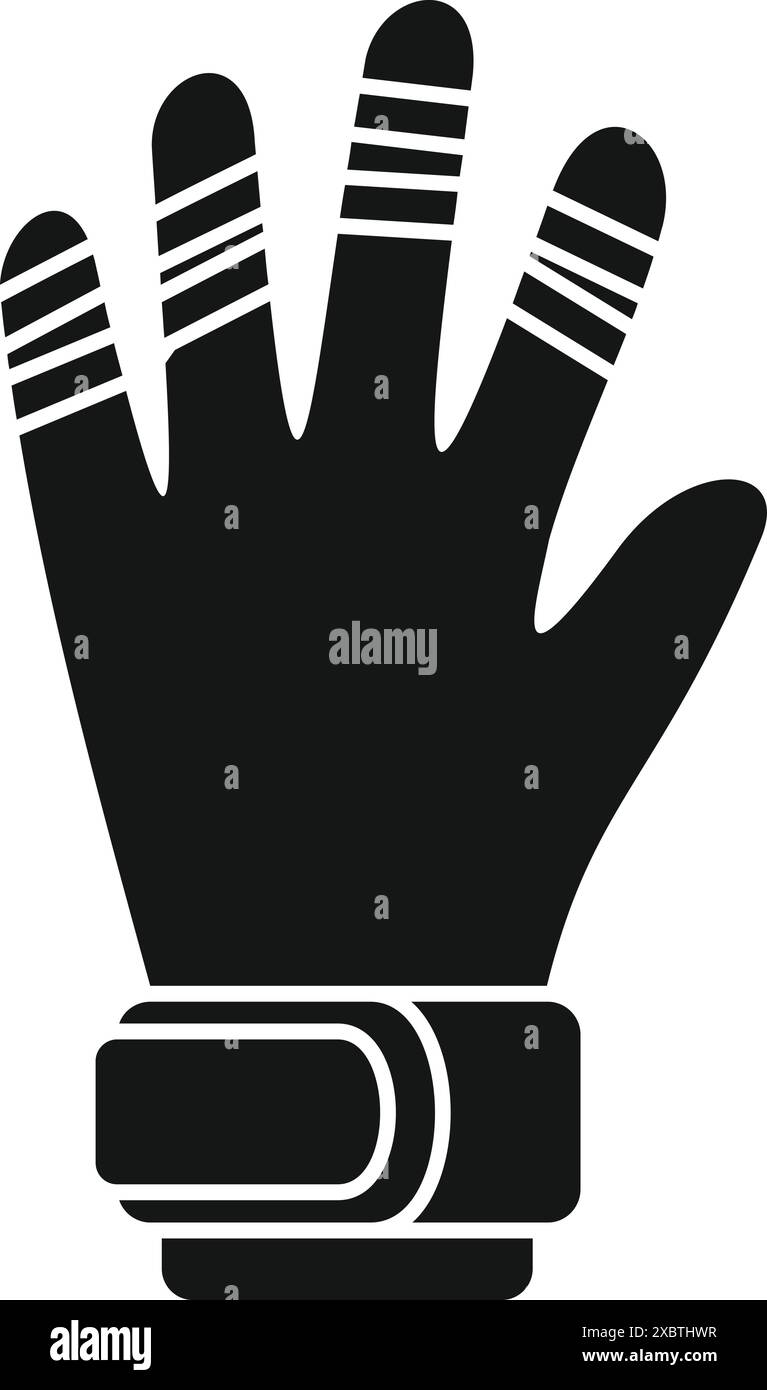 Silhouette of a hand wearing a goalkeeper glove with finger protection ...