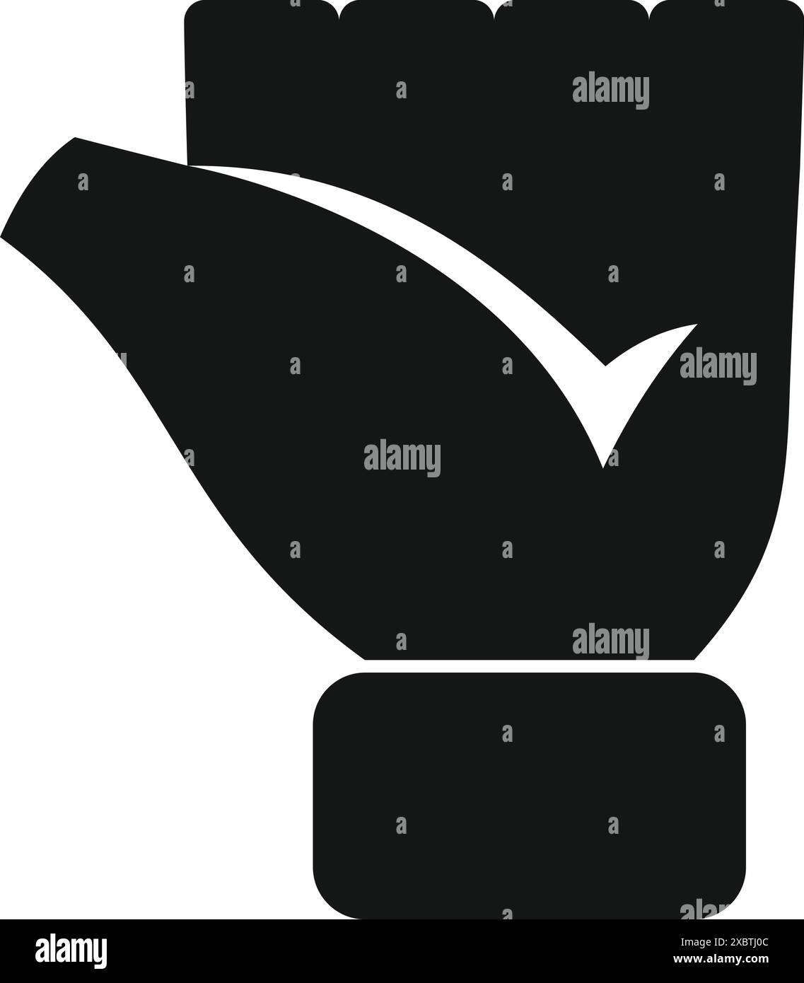 Black silhouette of a hand making the checking gesture on a white ...