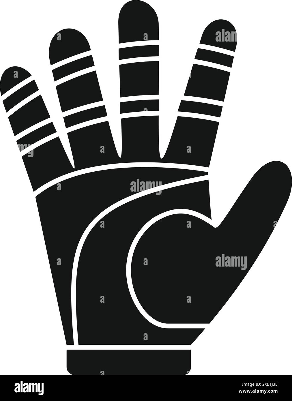 Black simple icon of a goalkeeper glove with its palm protection Stock ...
