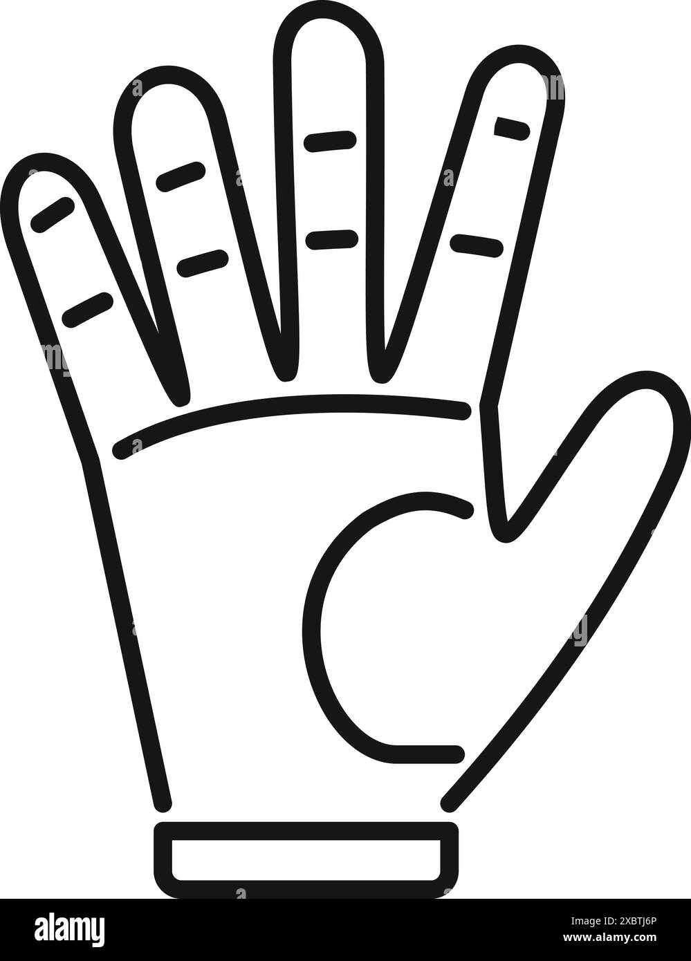 Goalkeeper glove showing four fingers icon in outline style, suitable ...