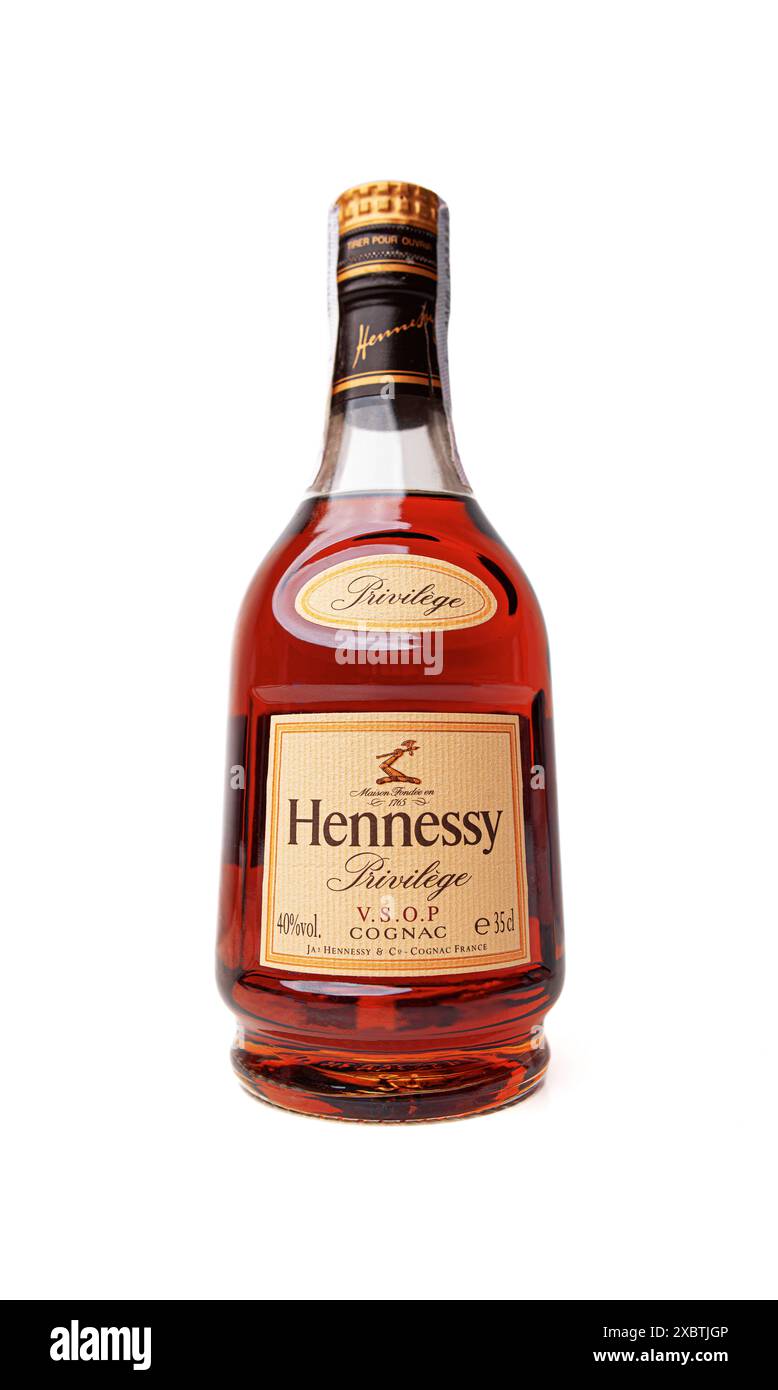 Hennessy cognac bottle on a white background Stock Photo - Alamy