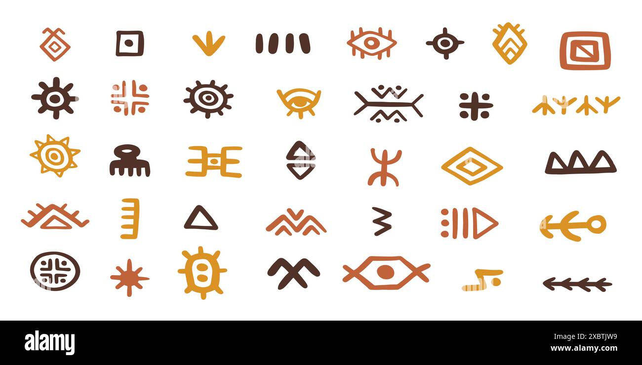 Abstract African tribal symbols geometric shapes Stock Vector Image ...