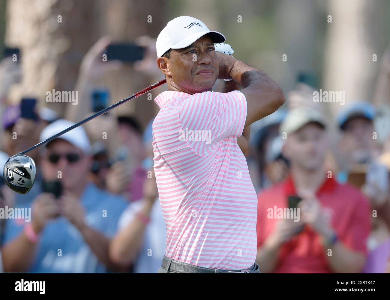 Tiger Woods tees off on the sixteenth hole during the first round of ... Tiger Woods tees off on the sixteenth hole during the first round of ...
