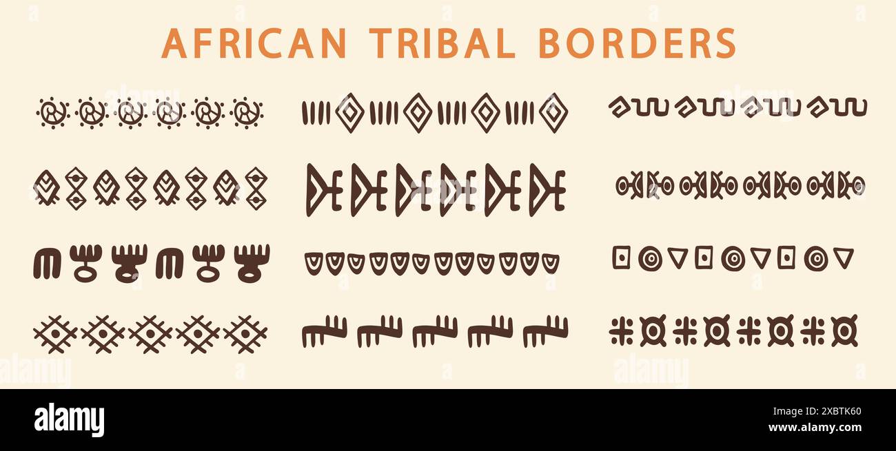 Abstract African tribal borders geometric strokes Stock Vector Image ...