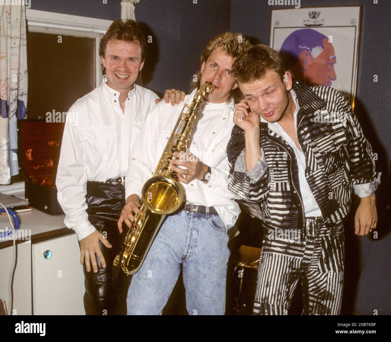 The Herreys brothers,Per, Louis and Rickard during tour after winning ...