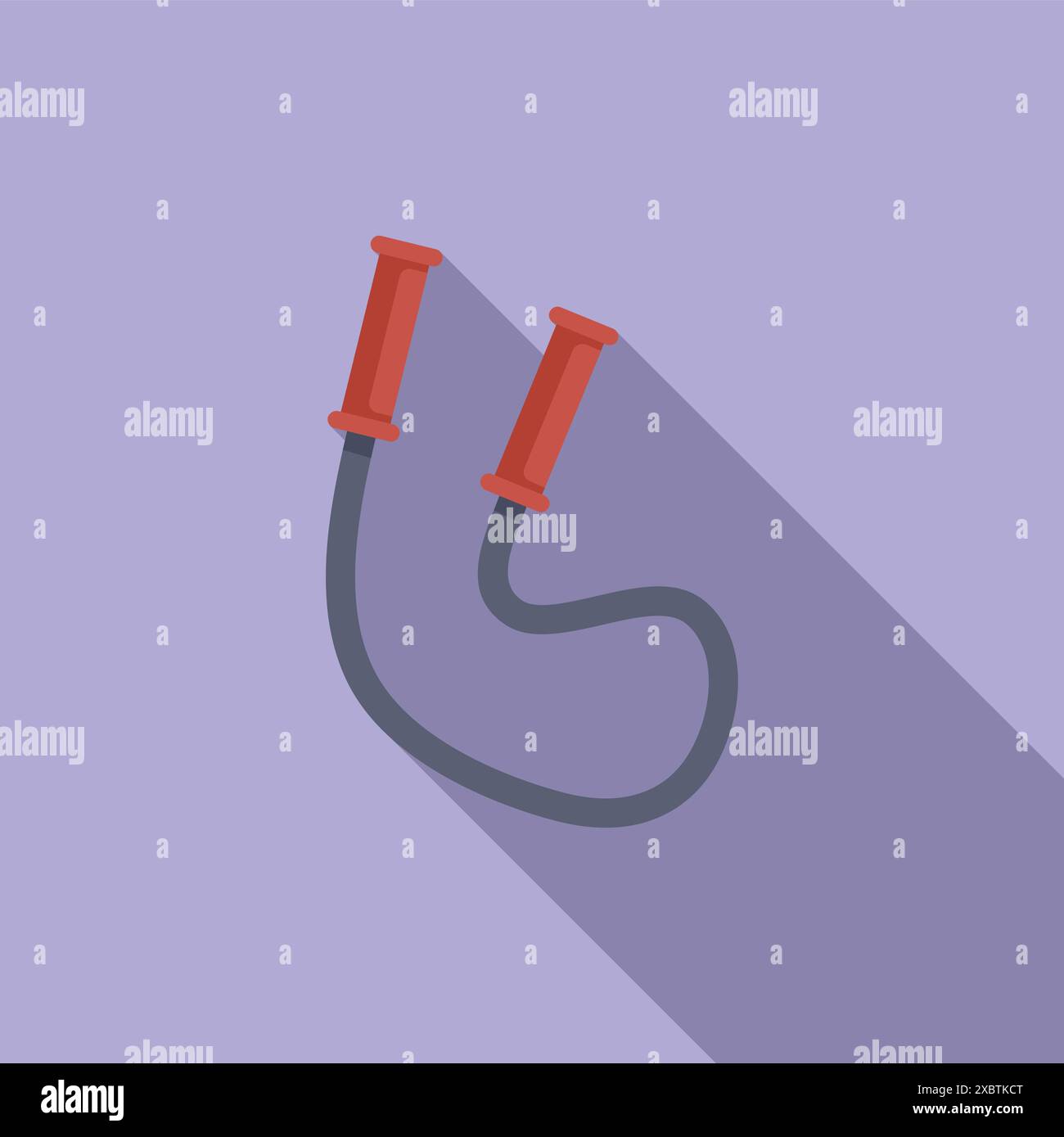 Skipping rope is lying on a purple background, casting a long shadow ...