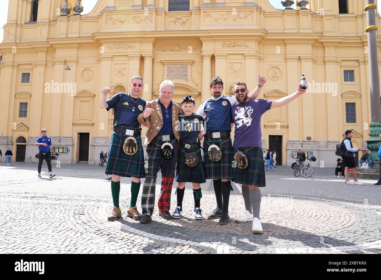 The Shearer family pose for photos at Odeonsplatz, Munich. Scotland ...