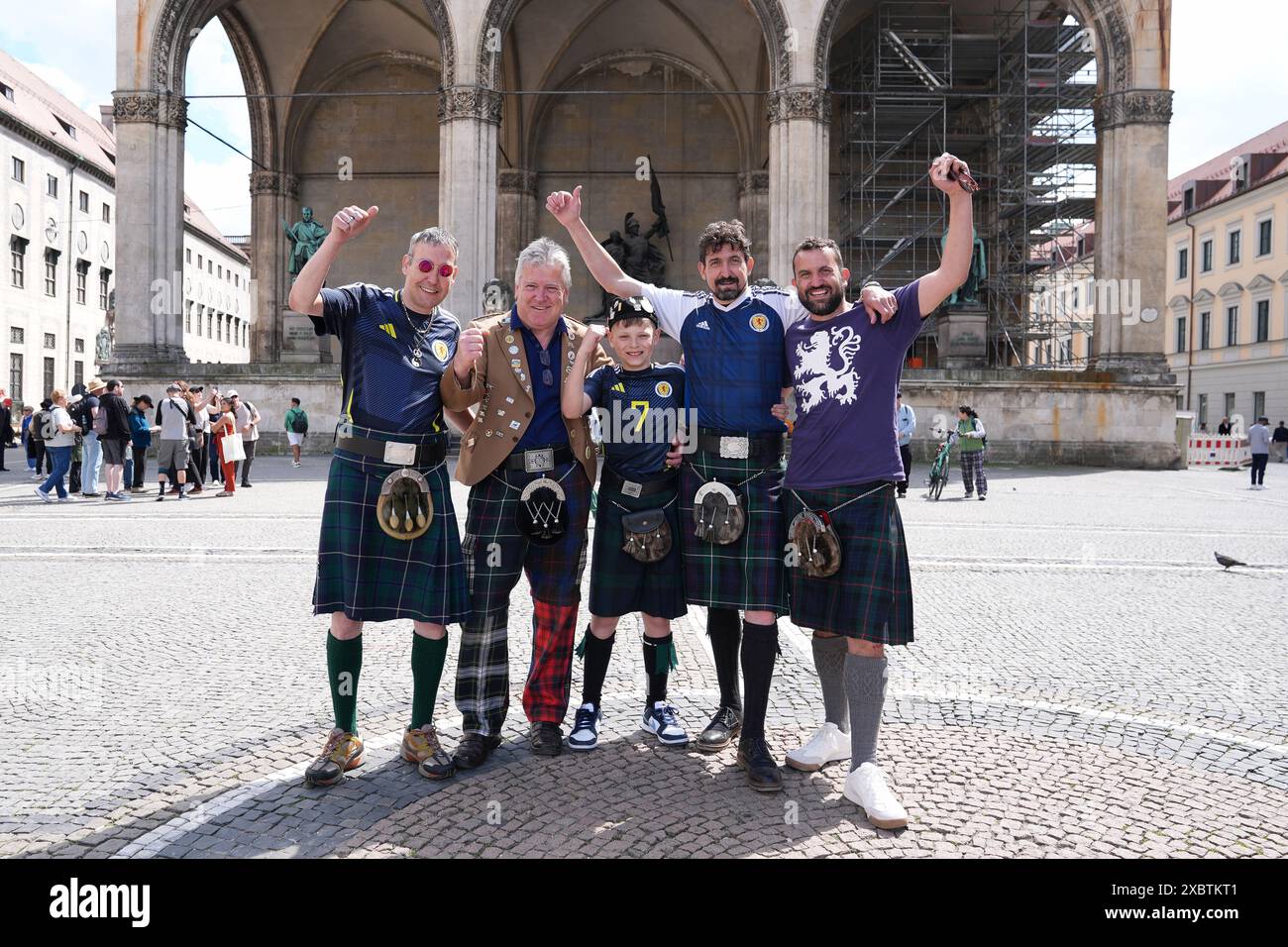 The Shearer family pose for photos at Odeonsplatz, Munich. Scotland ...