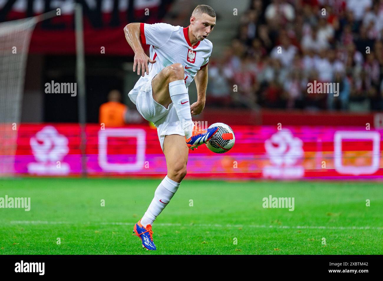 Jakub Piotrowski of Poland seen in action during the friendly match ...