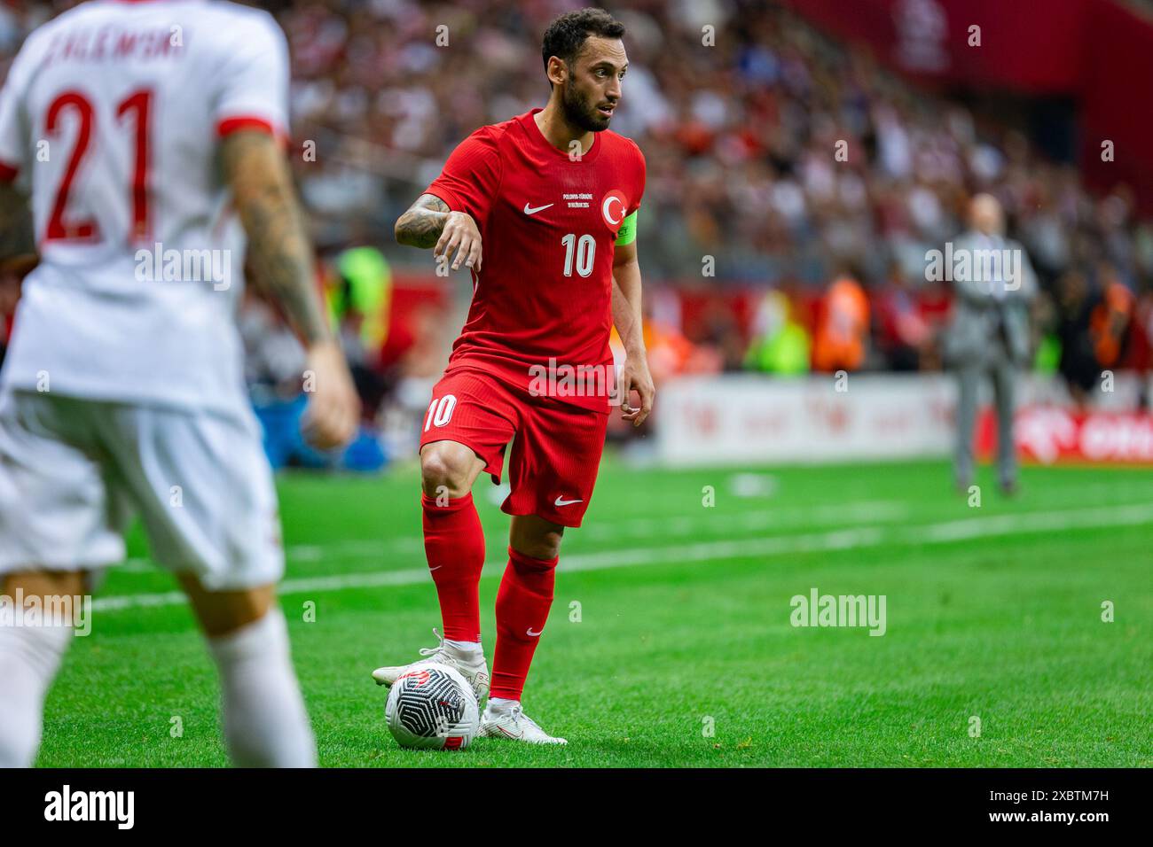 Hakan Calhanoglu of Turkey seen in action during the friendly match ...