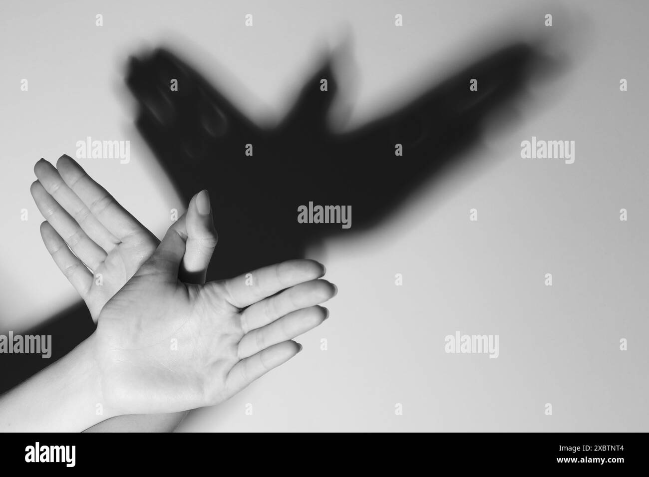 Hand shadow puppet bird Black and White Stock Photos & Images - Alamy