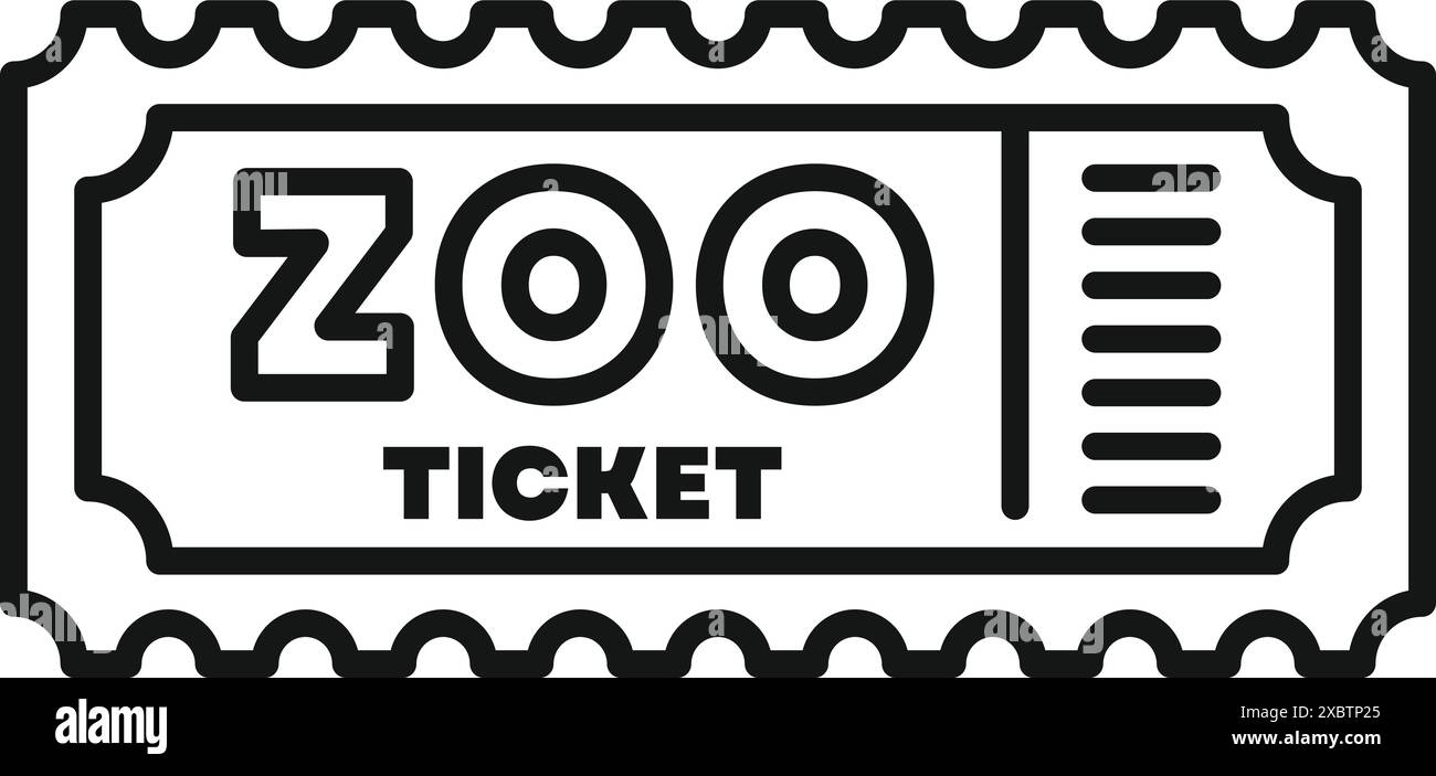 Simple line art icon of a zoo ticket allowing access to see the animals ...