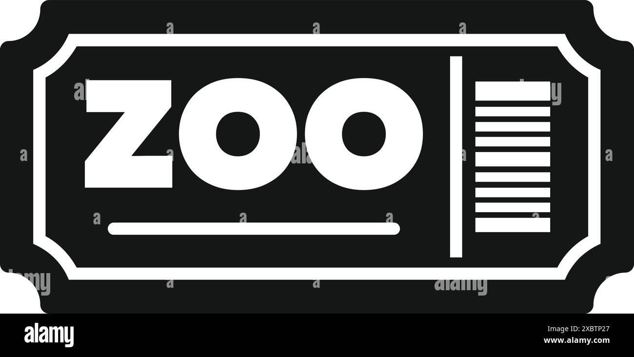 Black and white zoo ticket icon representing visiting a zoo and ...