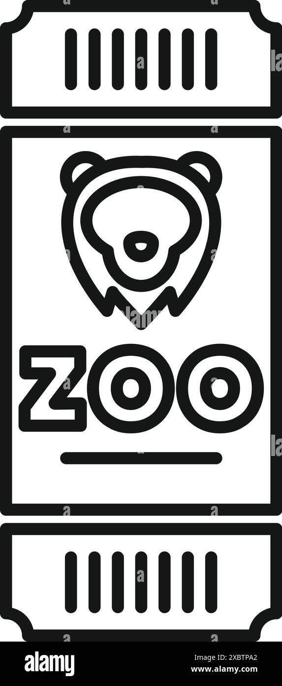 Simple line art icon of a zoo ticket, perfect for representing ...