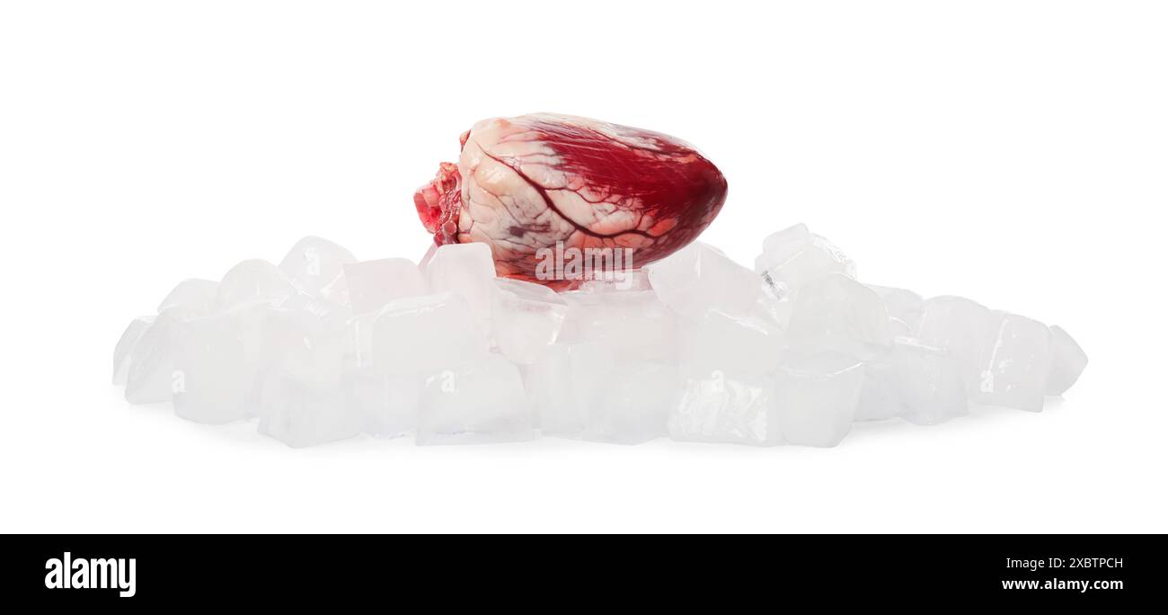 Heart and ice cubes on white background Stock Photo - Alamy
