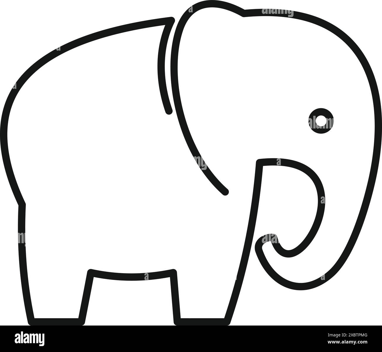 Simple line drawing of an elephant standing and looking forward Stock ...