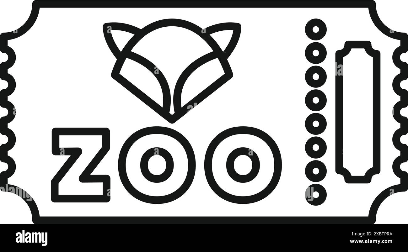 Simple line art illustration of a zoo ticket, inviting animal lovers to ...
