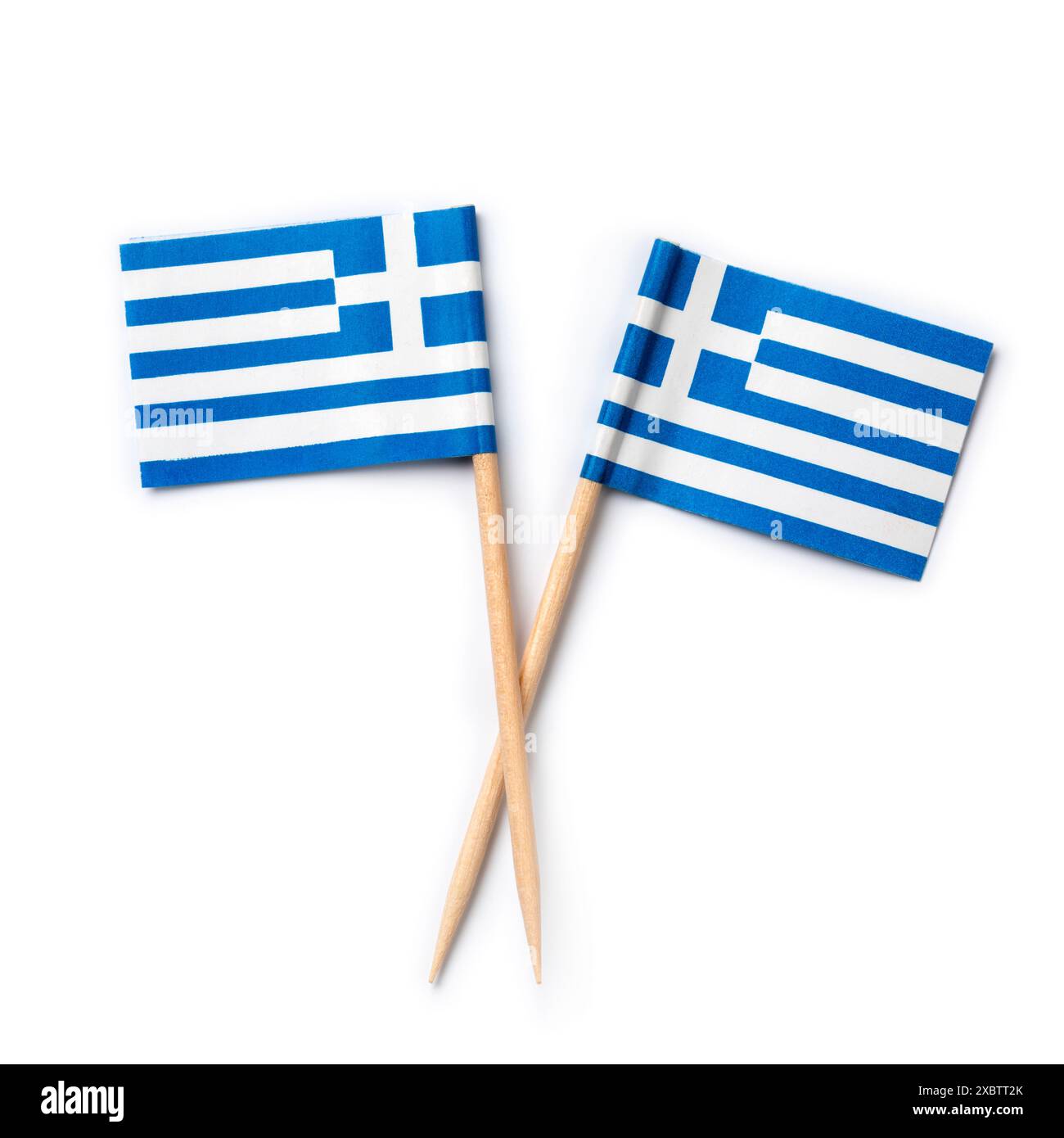 Miniature Greek paper flags close up isolated on white background Stock ...