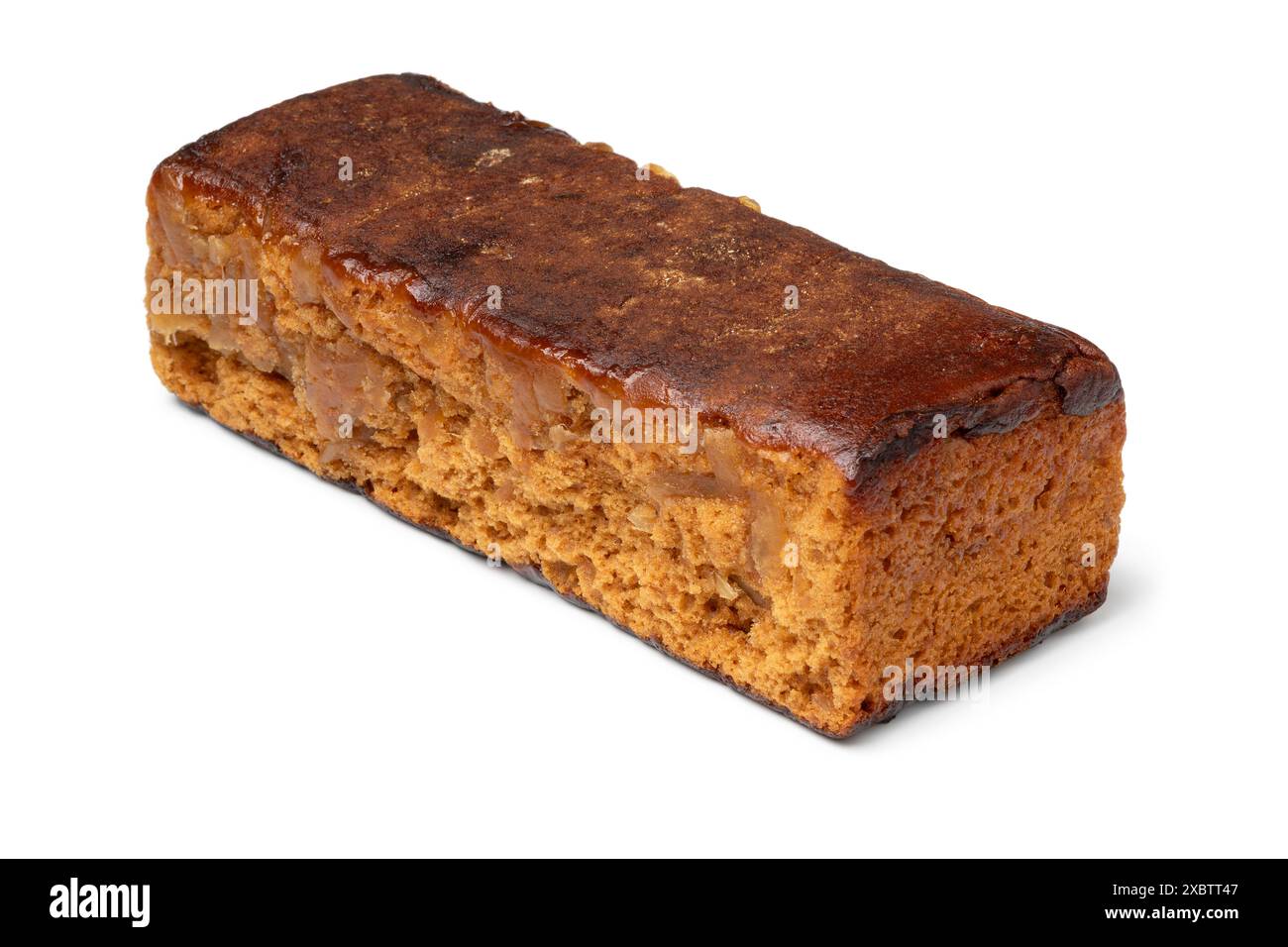 Single traditional Dutch ginger breakfast cake isolated on white ...