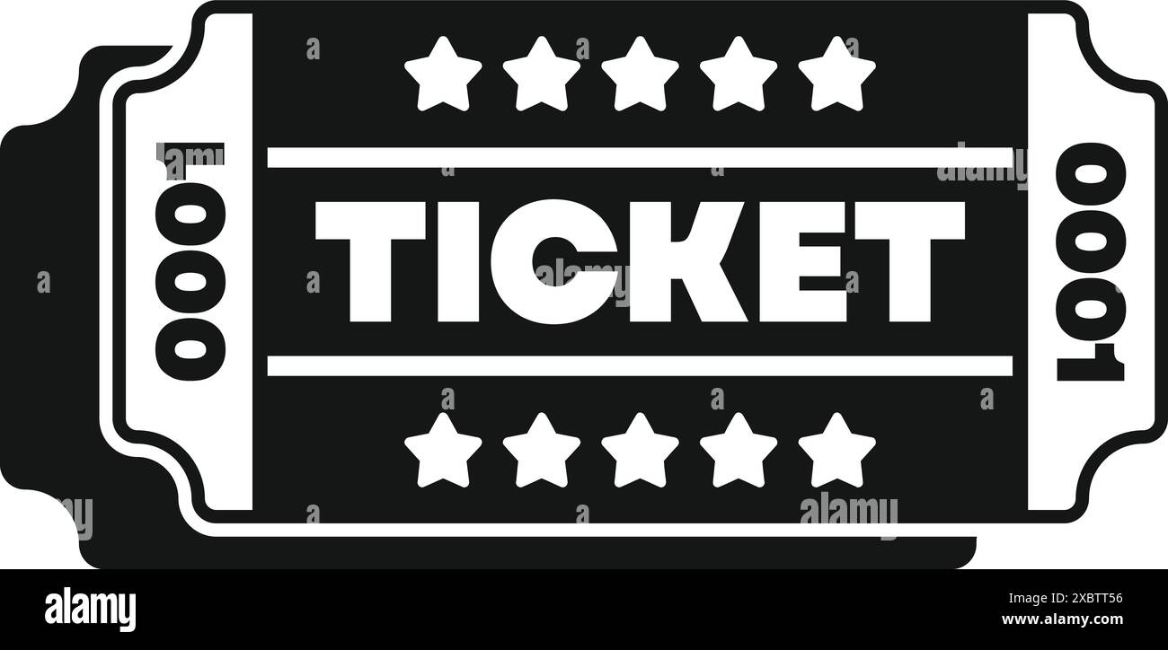 Simple black icon of a ticket, with its serrated edges and the word ...