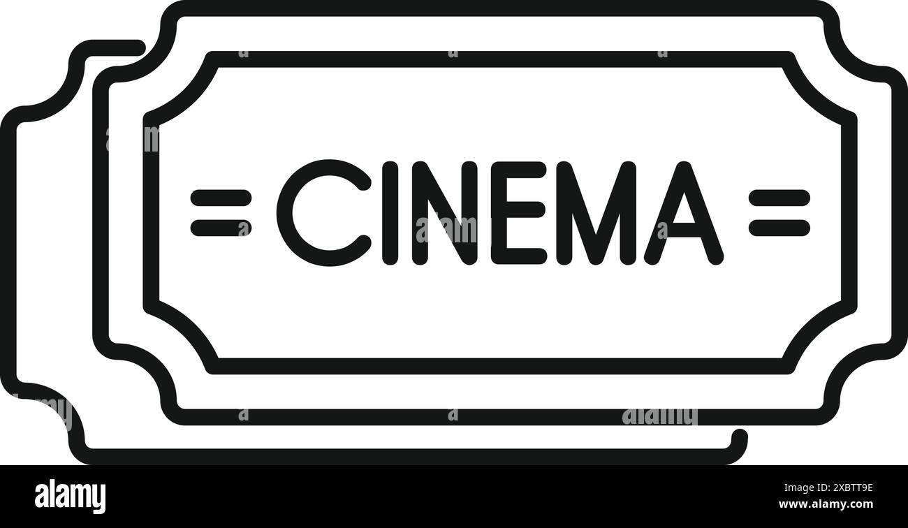 Simple line art of cinema tickets representing going to the movies and ...