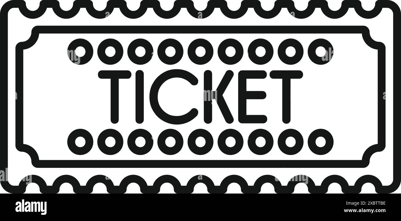 Simple icon of a ticket with perforated edges, representing admission ...