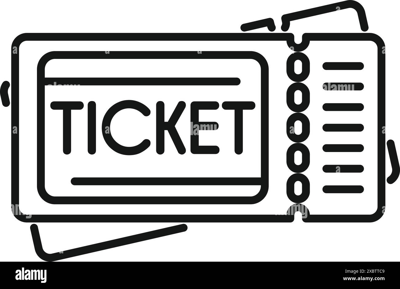 Simple black outline of a ticket with dotted line for tearing off stub ...