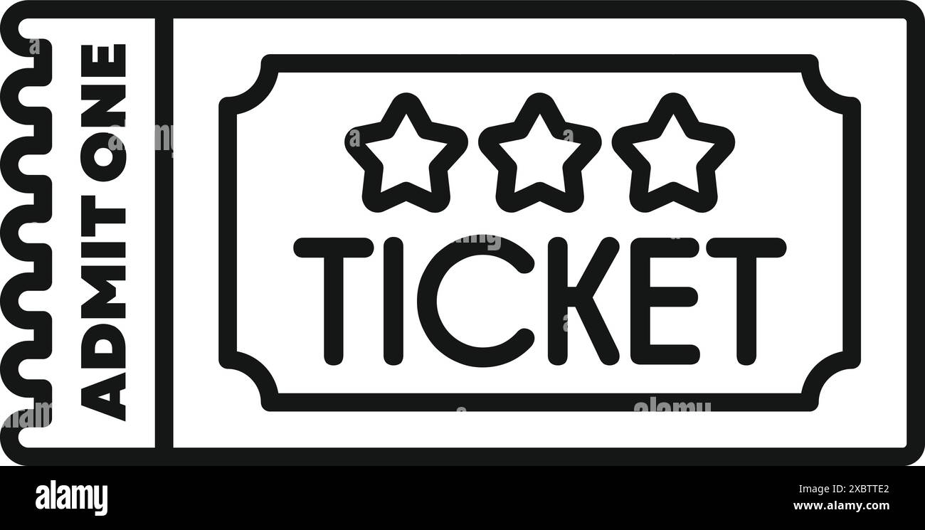 Simple line drawing of a ticket with three stars representing attending ...