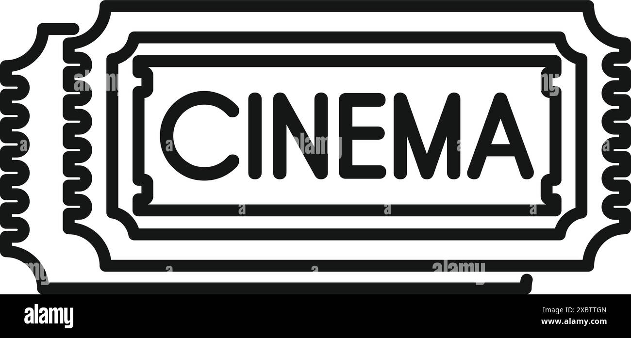 Black outline icon representing a cinema ticket, for watching a movie ...