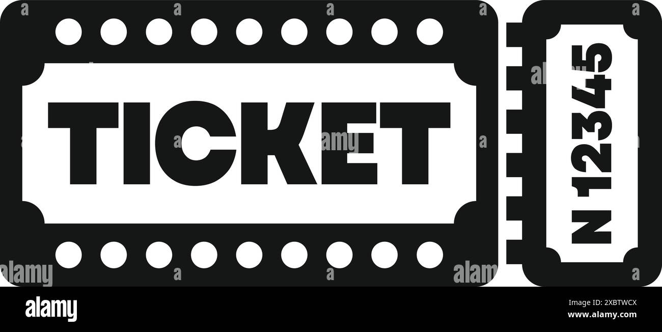 Simple black icon of a ticket, representing accessing entertainment or ...