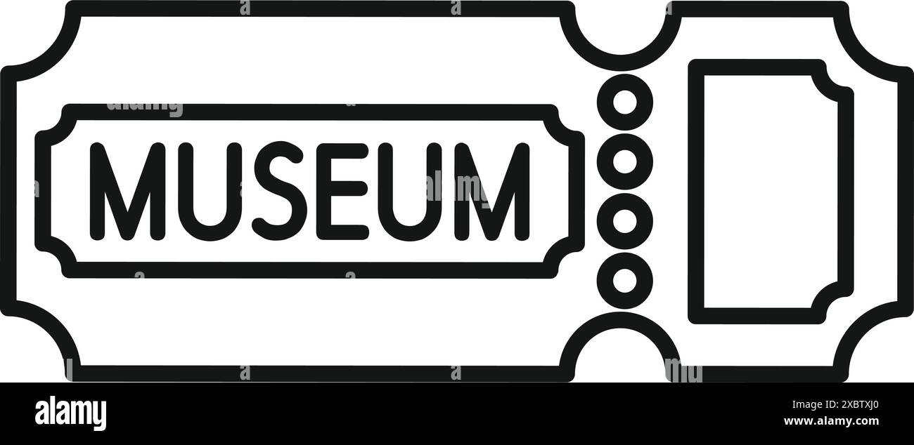 Line art icon of a museum ticket granting access to art and history ...