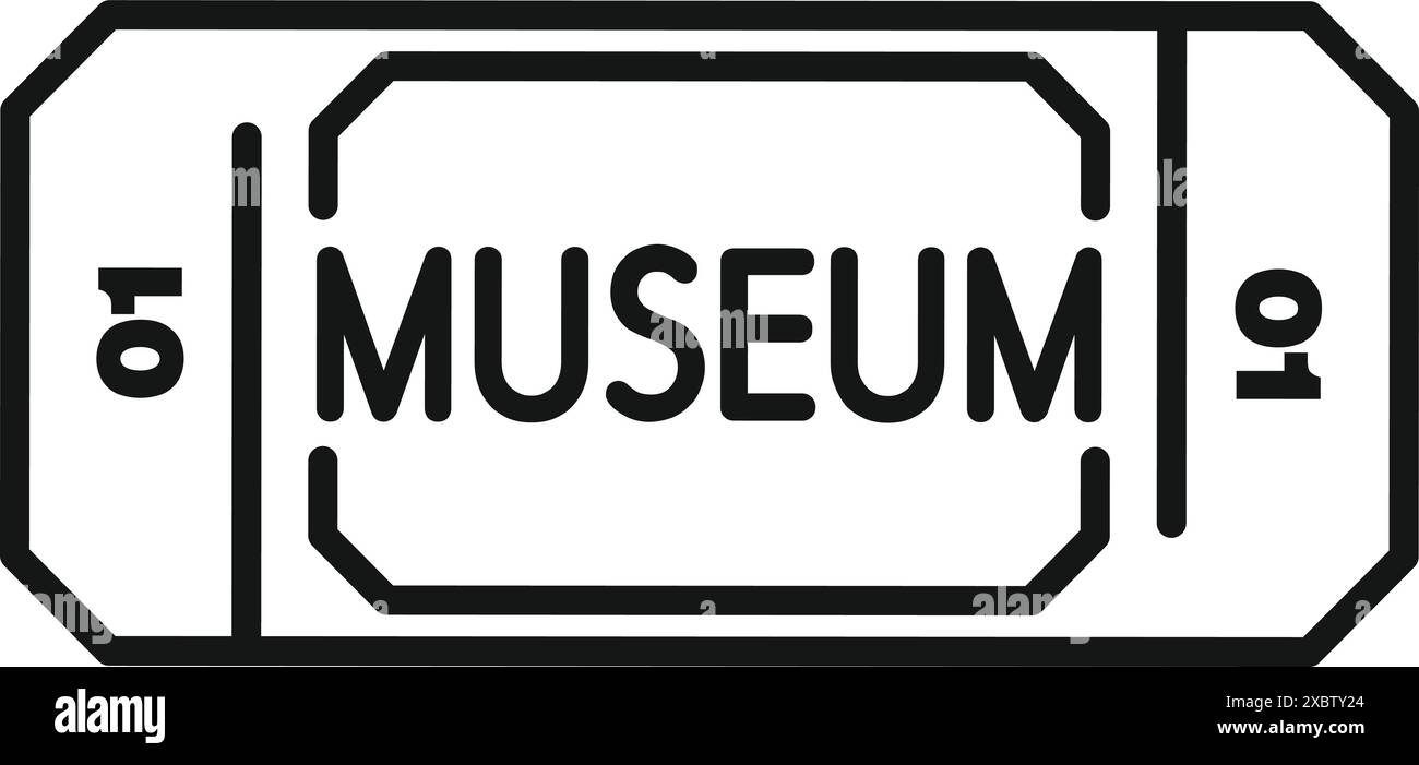 Simple icon of a museum ticket granting access to art and history Stock ...