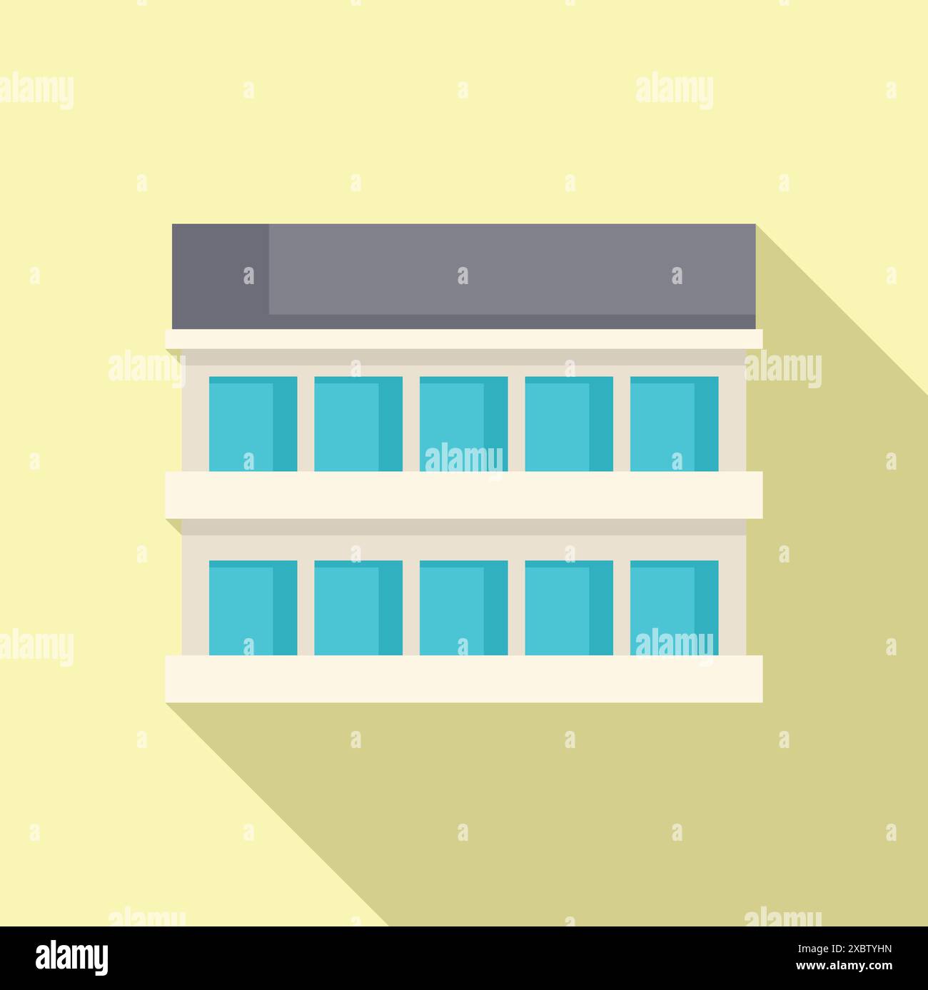 Modern city building facade featuring large windows and balconies ...