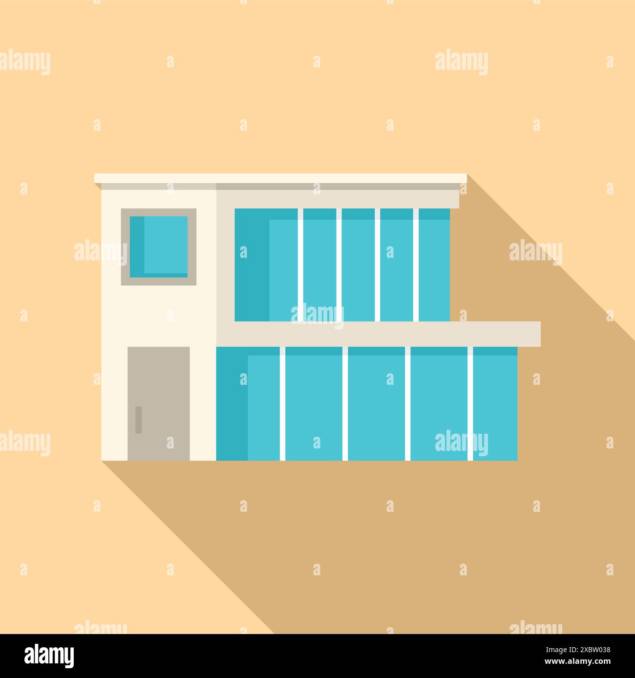 Modern, two story house with large windows is casting a long shadow on ...