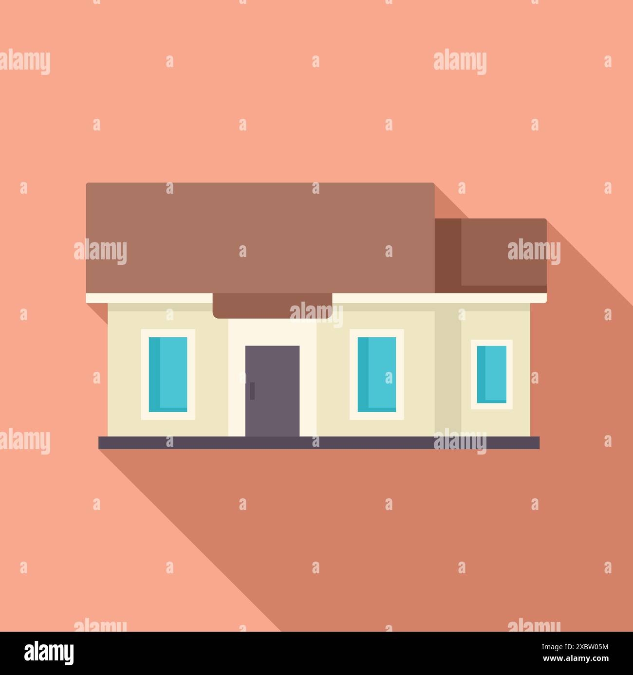 Modern suburban house building with a brown roof is standing in the ...